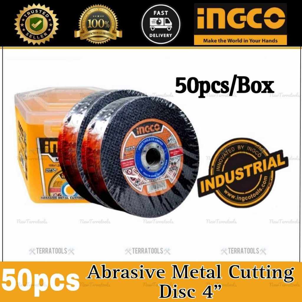 INGCO 50PCS/100PCS Abrasive Metal Cutting Disc Set For Angle Grinder 4 ...