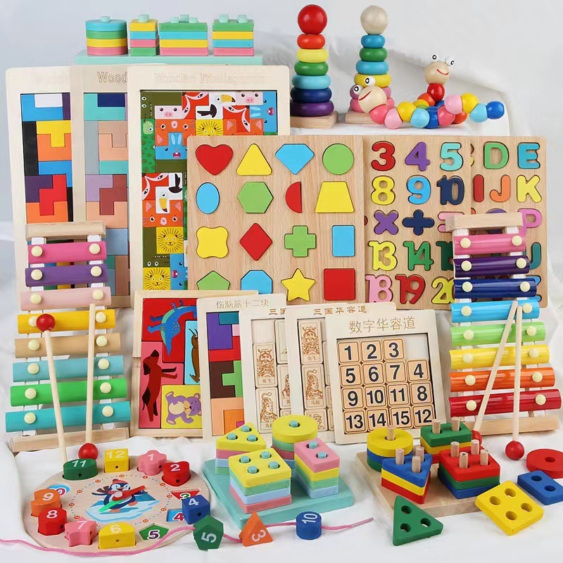 Wooden Educational Toys Kids Triangle Jigsaw Puzzles Children ...