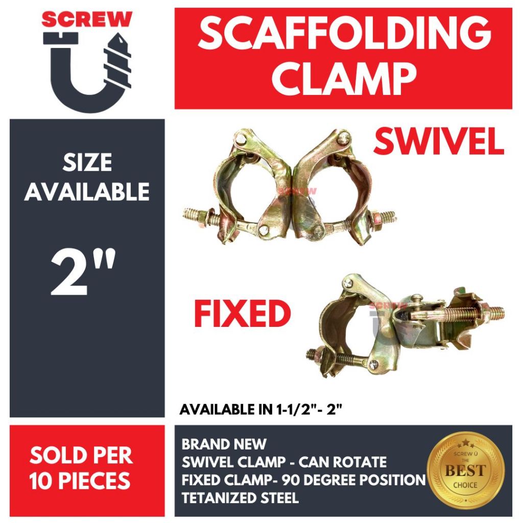 2" SCAFFOLDING CLAMP SWIVEL CLAMP & FIXED CLAMP | 10 PIECES PER ORDER ...