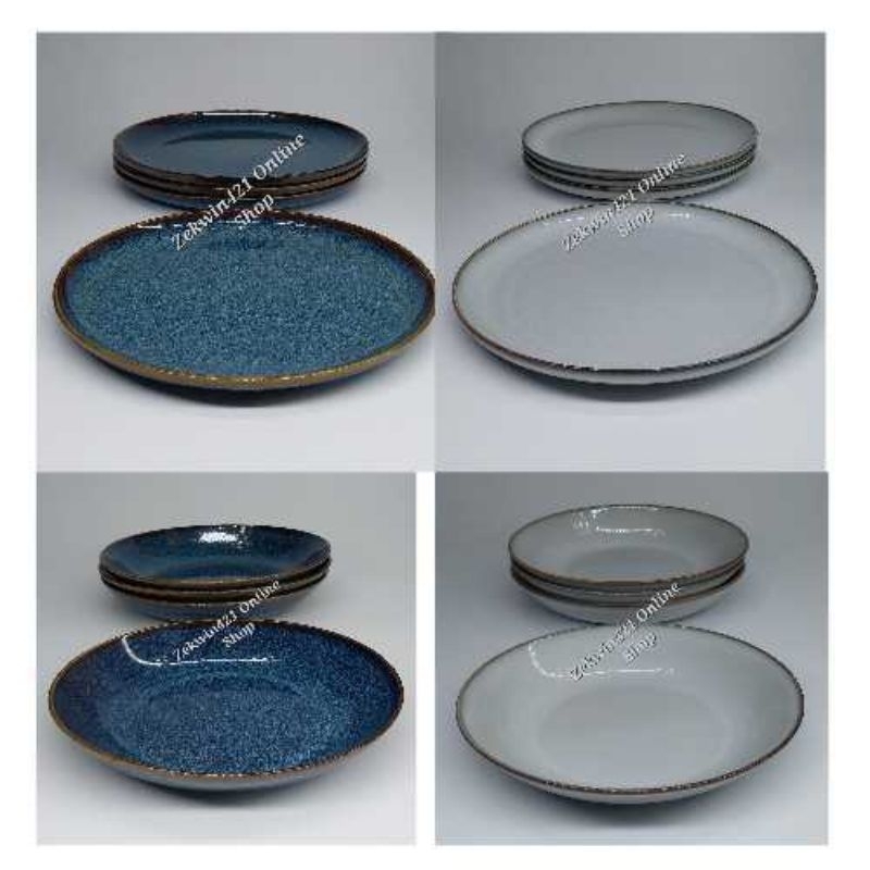 GLADELIG ÌKEA Stoneware set of 4pcs. Dinner plate 25cm/Deep plate,/Gray ...