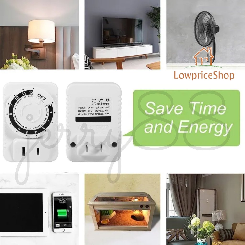 JERRY88 Electric Timer Socket 12 Hour Time Mechanical Time Wall Plug ...