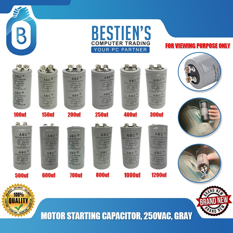 MOTOR STARTING CAPACITOR, 250VAC, GRAY | Shopee Malaysia