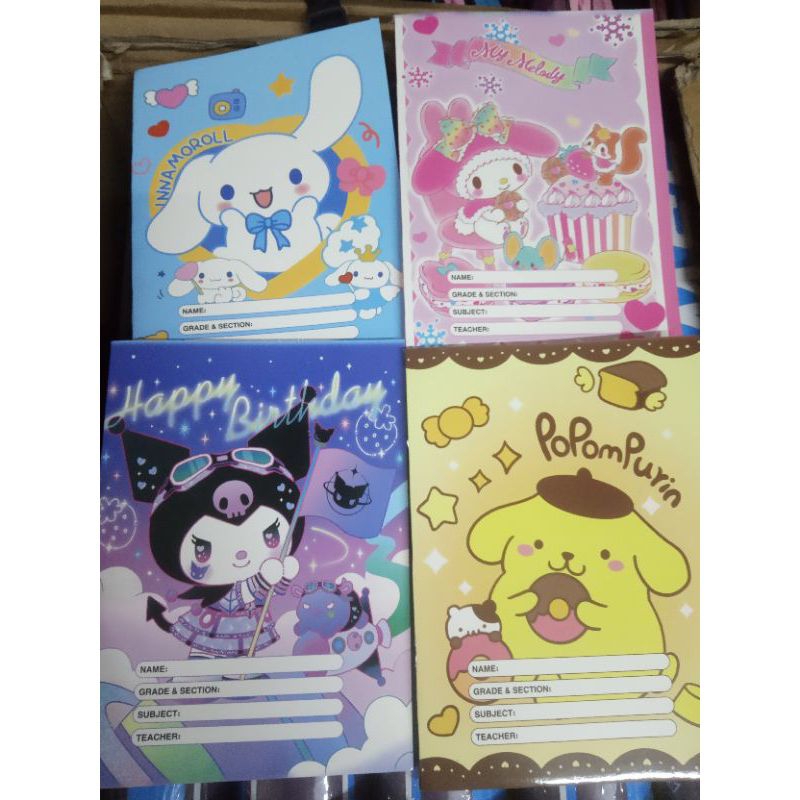 Cartoon character and sanrio writing notebook 80sheets (per pack 10pcs ...