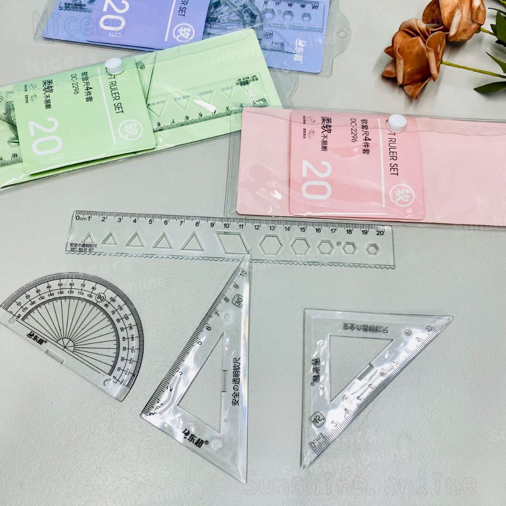 DC-2296 Soft Ruler 4-piece set Statoinery Ruler Set with pouch for ...