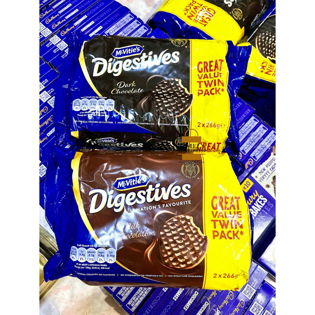McVities Digestive Milk Chocolate/Dark Chocolate Biscuits 200g/twin ...