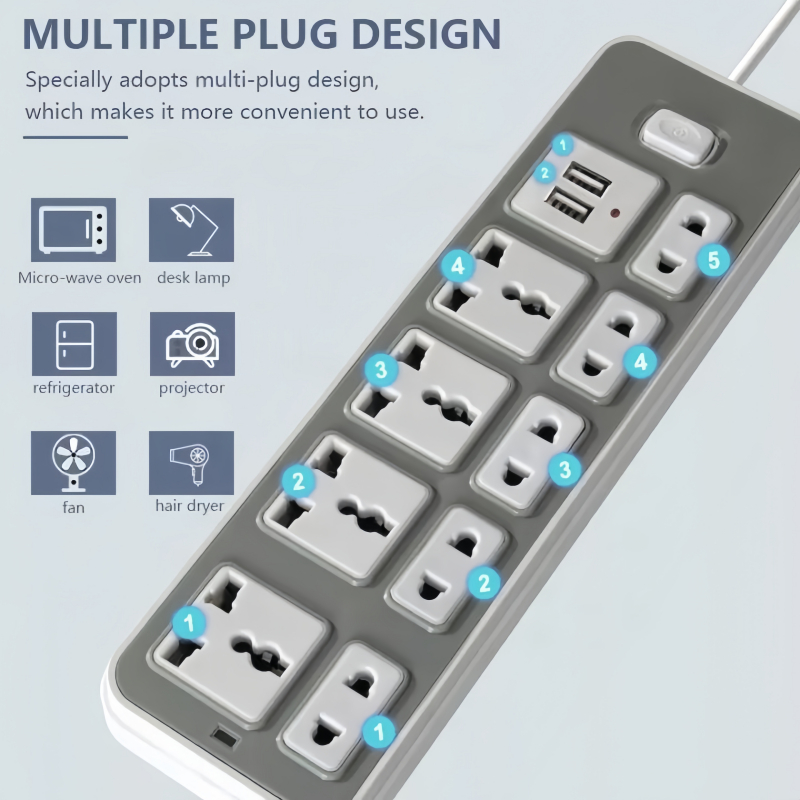 Extension Outlet Socket Plug with Switch Usb Cable Power Supply Power Board Socket Line Equipmen ...