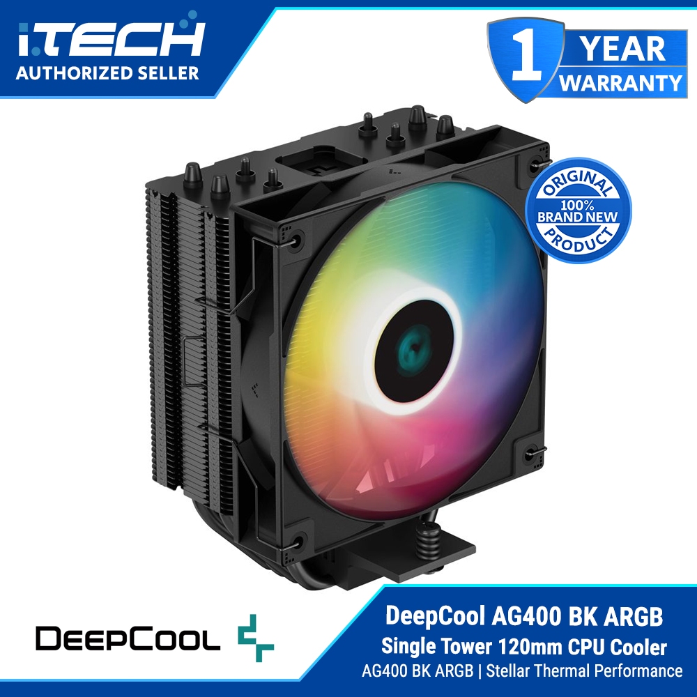 DeepCool AG400 BK ARGB Single Tower 120mm CPU Cooler | Shopee Malaysia