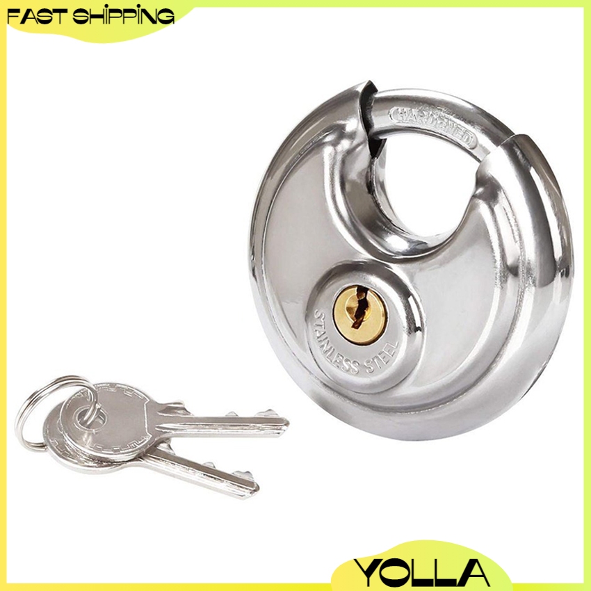 60-70MM Anti-Theft Padlock Stainless Steel Disc Padlock With 2 Keys ...
