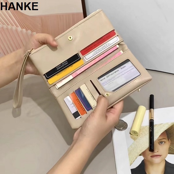 HANKE Short and Long Bifold Women's Wallet PU Leather with Wristlet ...