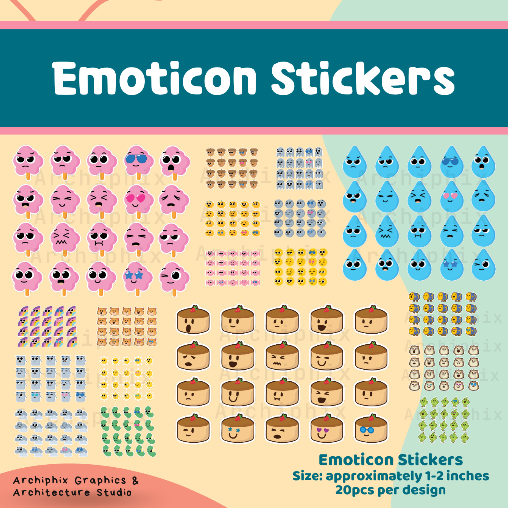 Emoticon Emoji Smiley Stickers by Archiphix (Set of 20 pcs) | Shopee ...