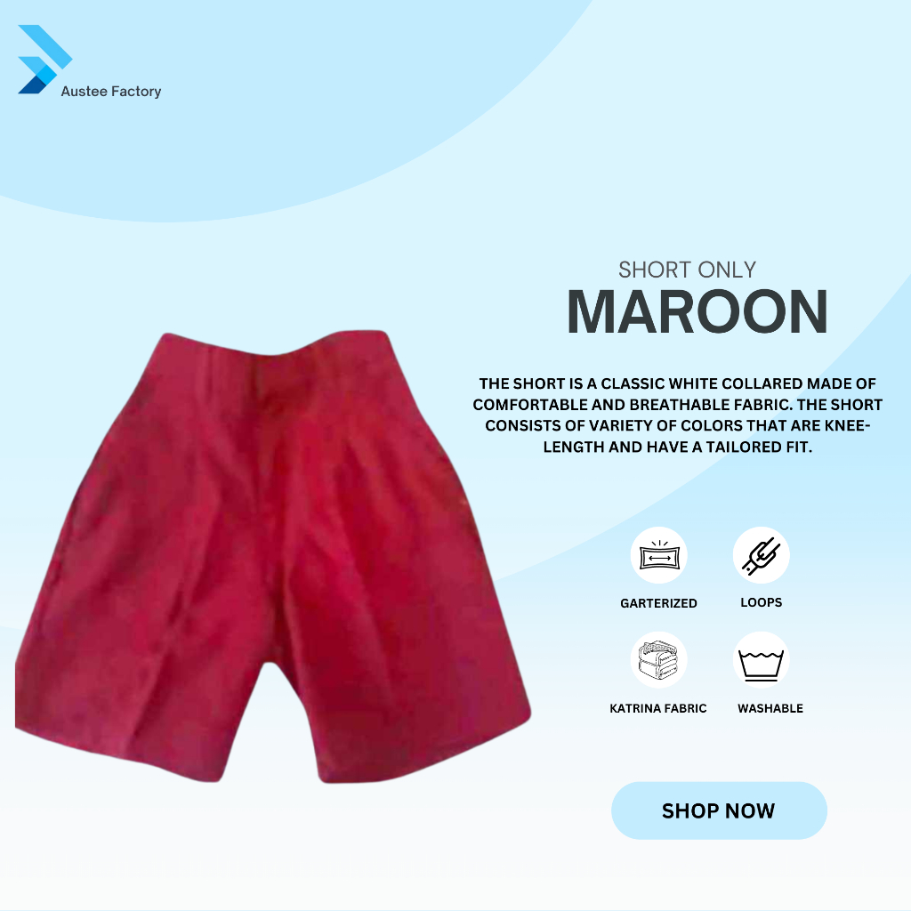 Af Five Standard Back Garterized Short School Uniform for Boys Maroon ...