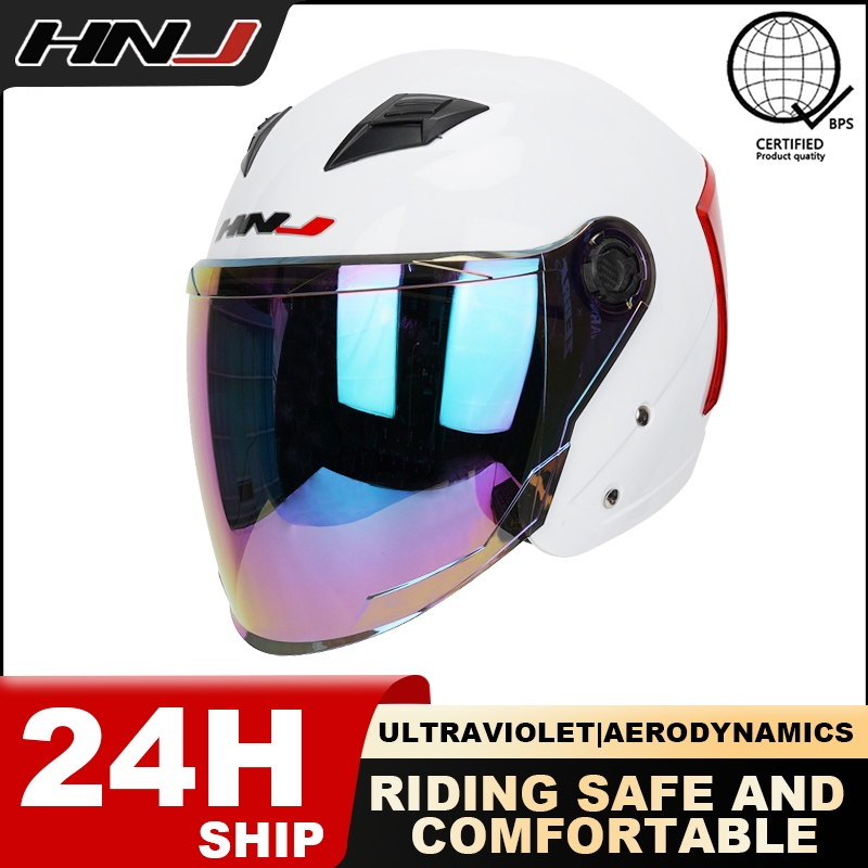 HNJ A4-001 Tinted Half Face Helmet for Motorcycle Colored Single for ...