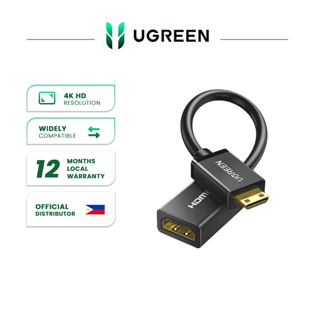UGREEN 4K Mini HDMI Male to HDMI Female Adapter Cable 22cm - PH ...