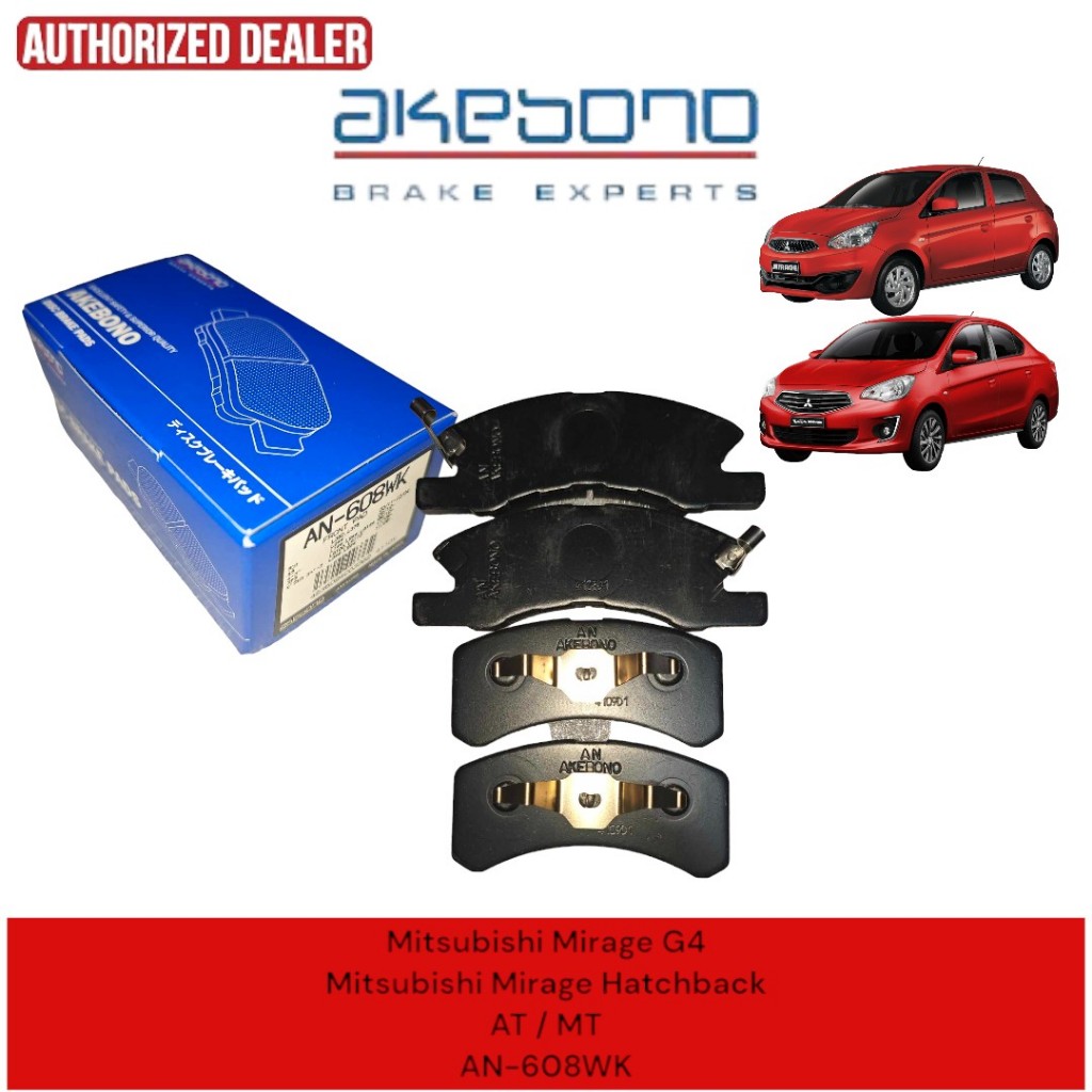 [AN-608WK] Akebono Brake Pads Mitsubishi Mirage G4 / Mitsubishi Mirage ...