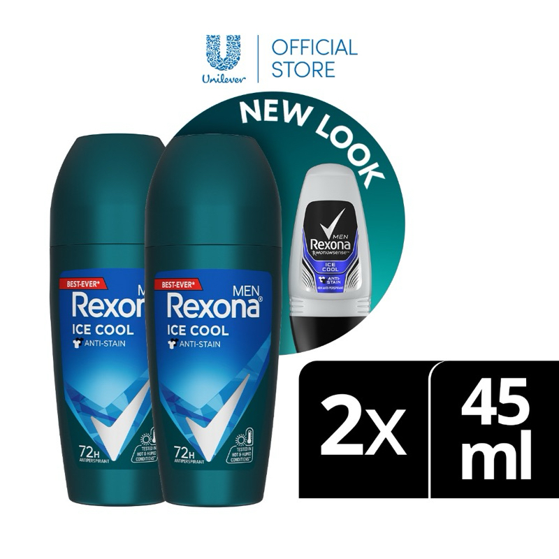 NEW Rexona Men Ice Cool Motion Activated Deodorant Roll On (2x45ml )or (1 Bottle 45ml) | Shopee ...