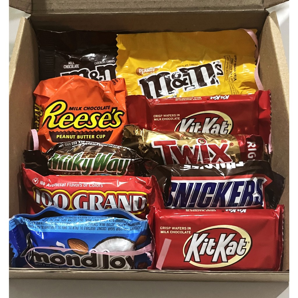 CHOCOLATE GIFT BOX SMALL IMPORTED 10 PIECES- M&M REESE'S KITKAT TWIX ...