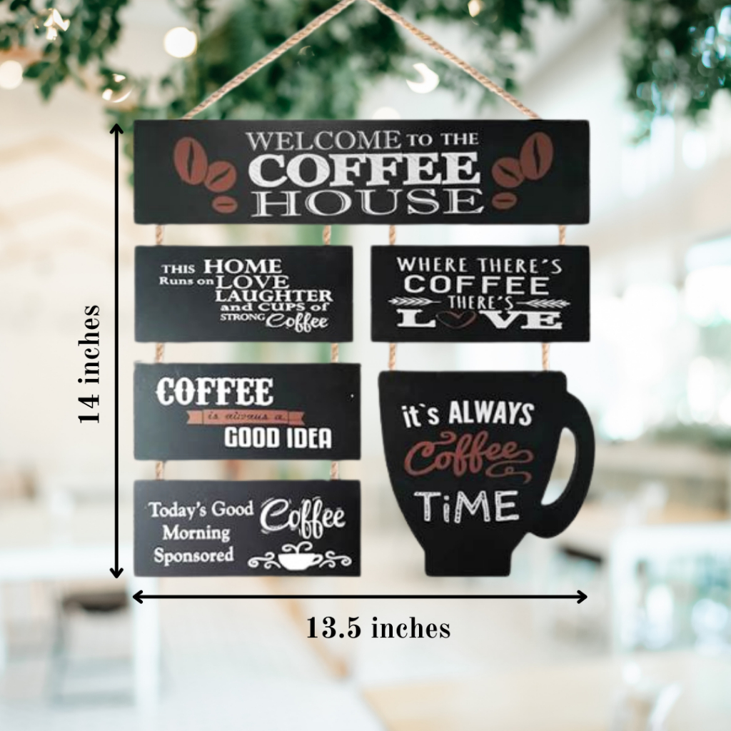 WELCOME to the COFFEE HOUSE MDF Rustic Hanging Wood Wall Decor 13.5x14 ...