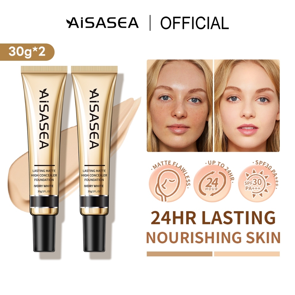 [2-Pack]AISASEA Long Wear Matte High Concealer Foundation SPF30/PA ...
