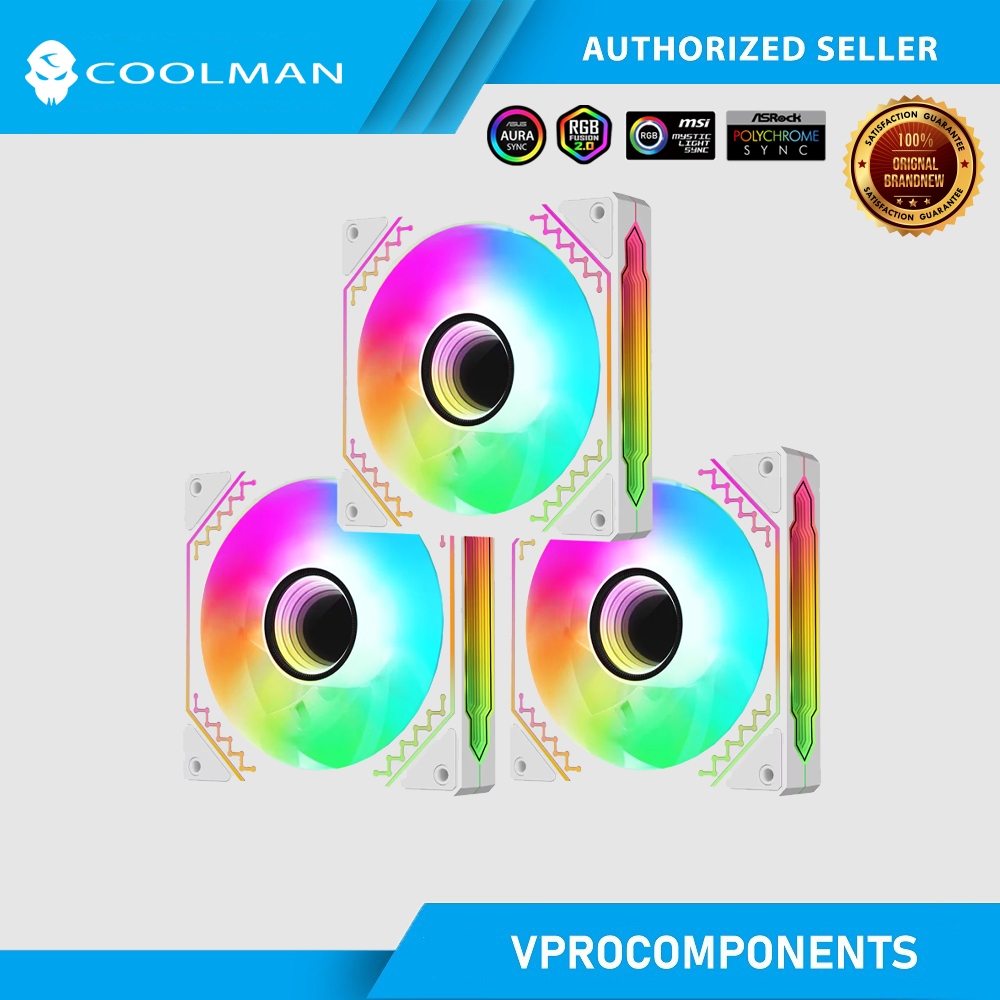 Coolman CM-03 Infinity Mirror LED ARGB Cooling Fans - 3 in 1 Pack ...