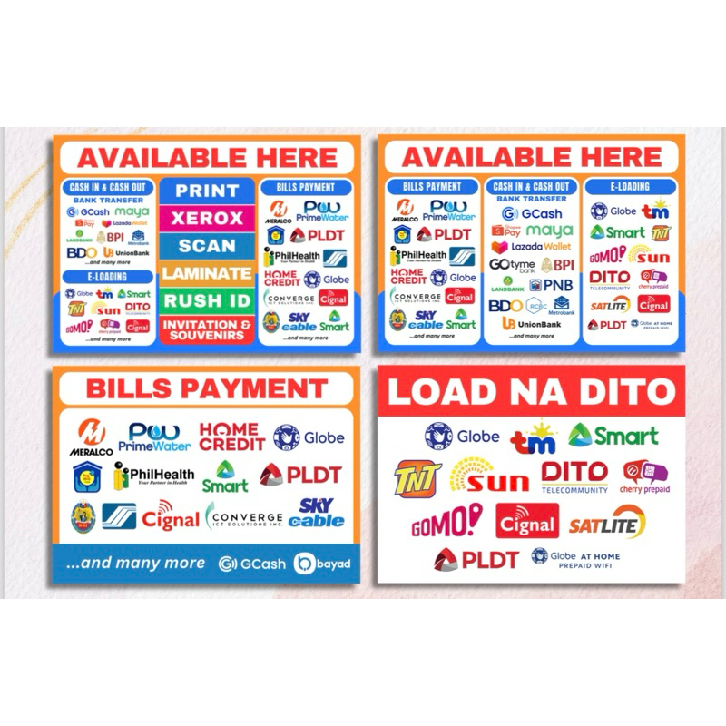Laminated Signages Available Here Gcash Bills Payment Load | Shopee ...