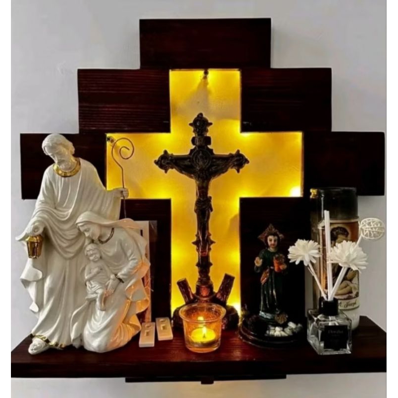 Wooden Altar. with Led lights. 55 cm by 55 cm by 15 cm.made from solid ...