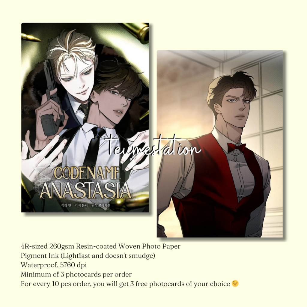 Codename Anastasia BL Manhwa 4R Photocards (3 pcs. minimum per order ...