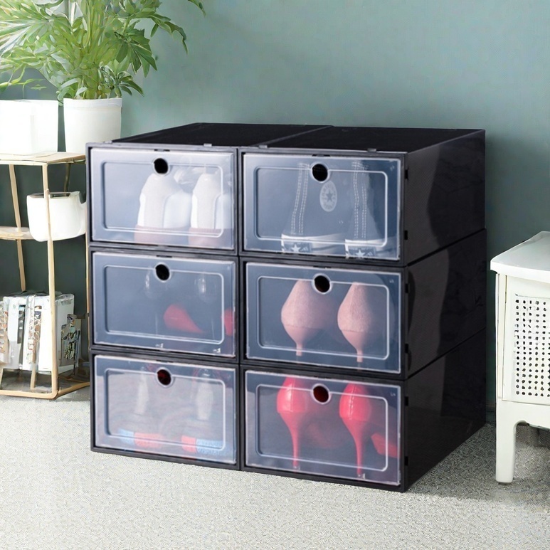 Big Size Hard Plastic Foldable Shoe Box Storage Rack Colorful Drawer ...
