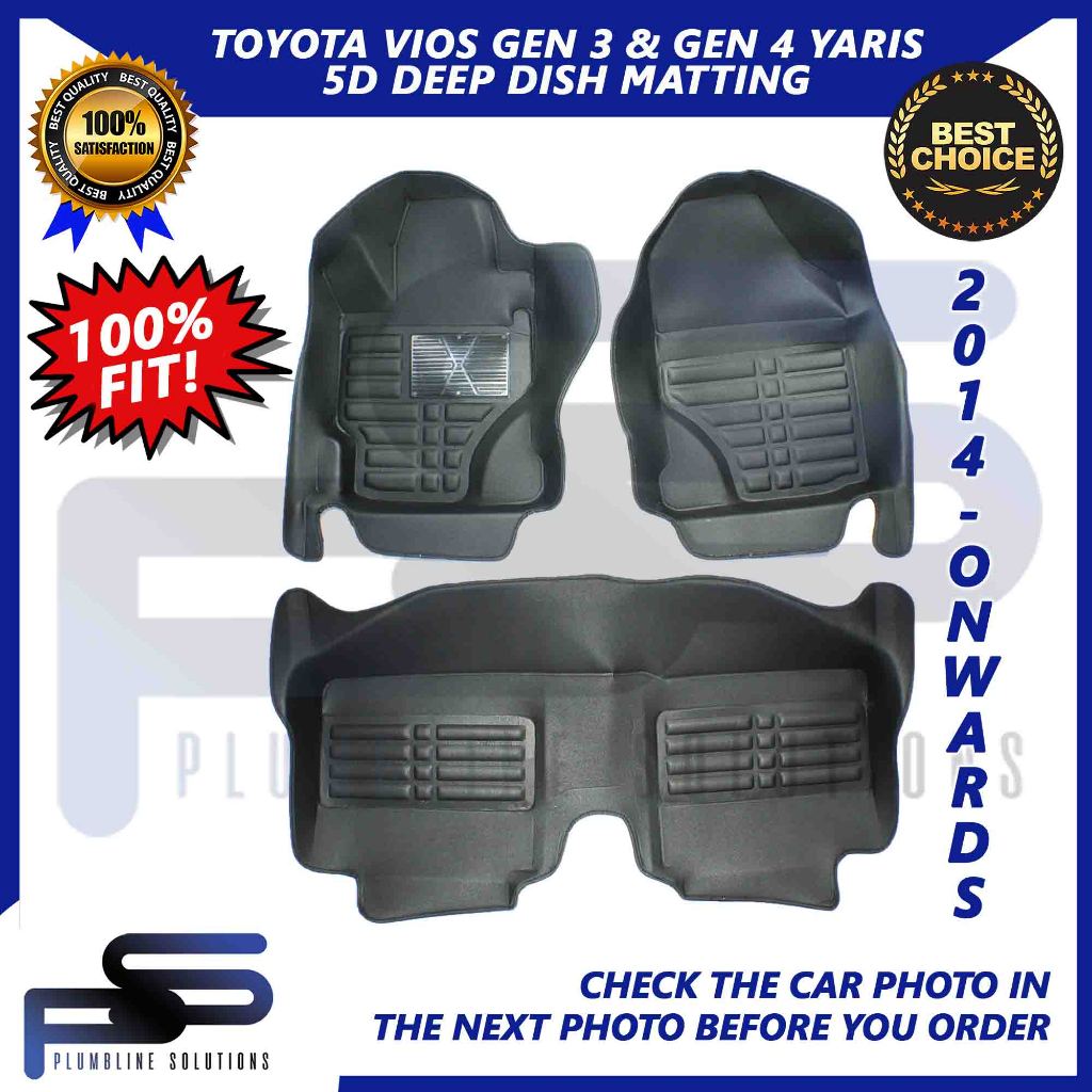 5D Black Deep Dish for Toyota Vios Superman Gen 3 G/E/J 2014 2015 2016 ...