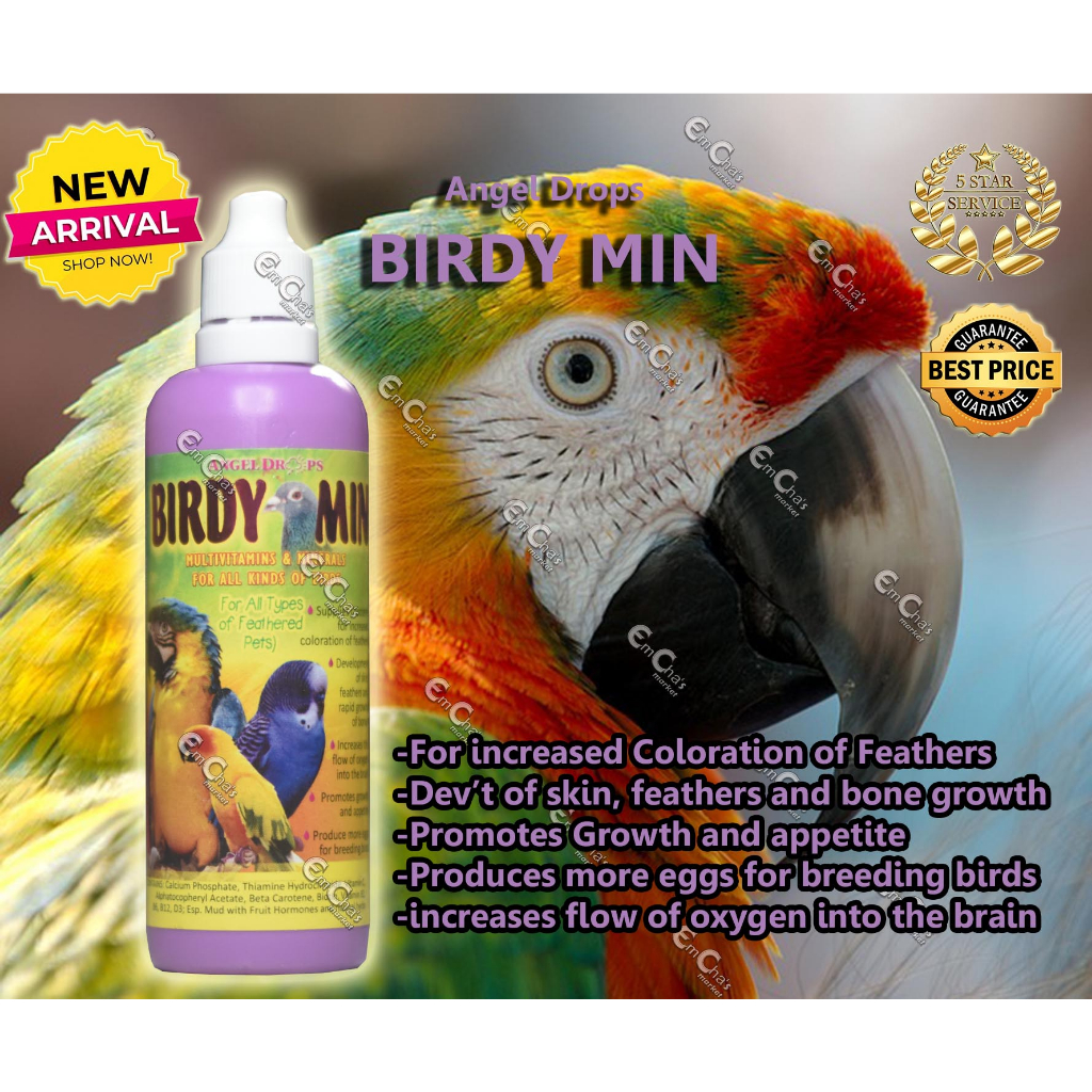 Angel Drops Birdy Min 120ml (Purple Bottle) Multivitamins and Minerals, Feather (Brd)Bird ...