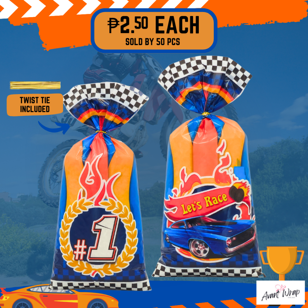 (50PCS) GG2054 Race Car Hot Wheels 12X27 CM Plastic Goodie Bags Party ...
