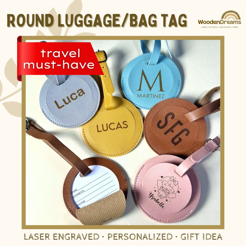 Personalized ROUND Luggage/ bag tag (Laser Engraving) | Shopee Malaysia
