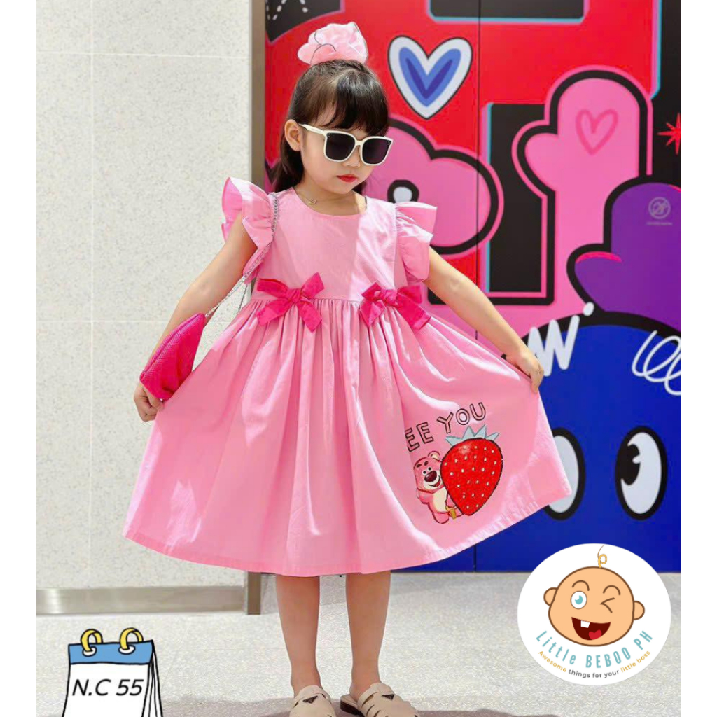 Lotso Bear Pink Strawberry Dress Girls Fashion OOTD Made in Vietnam (1 ...