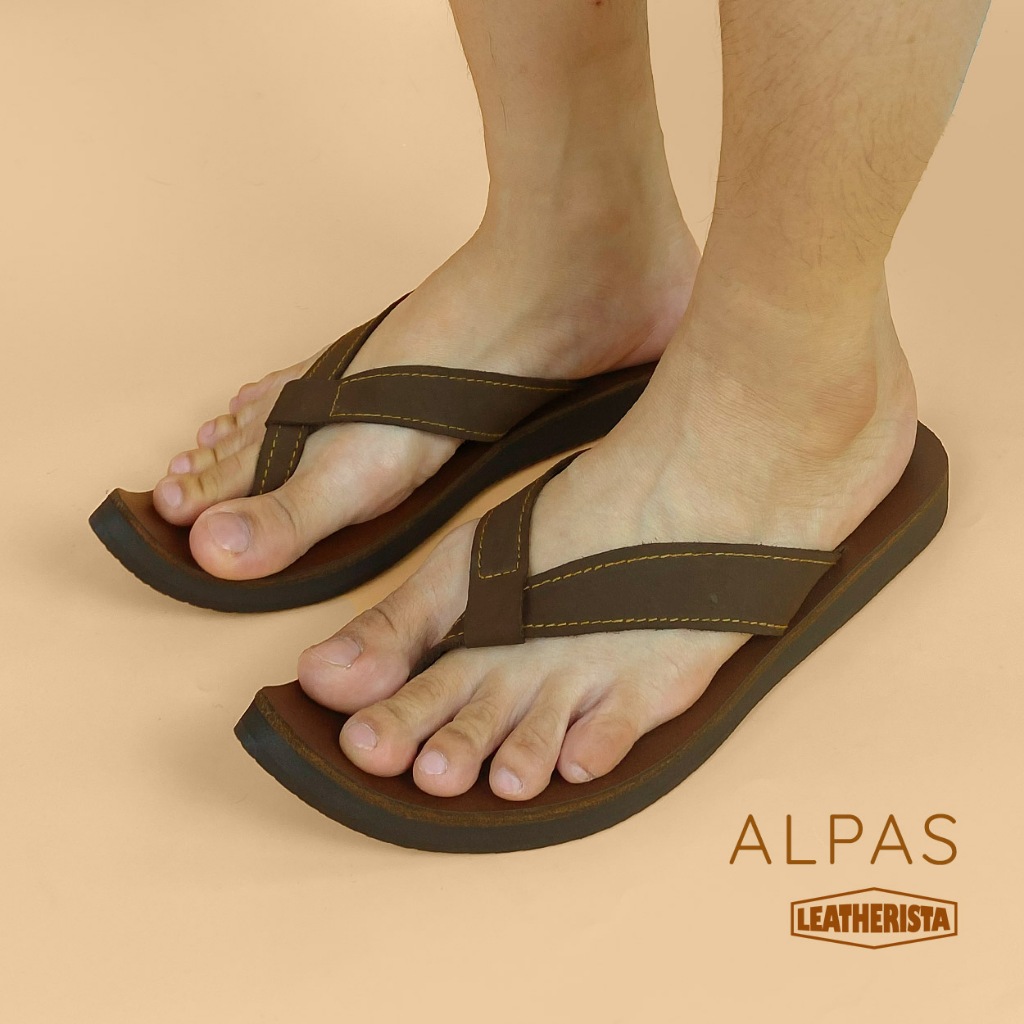 Leatherista Lokal Alpas (Curly Toed Leather Slippers for Men) | Shopee ...