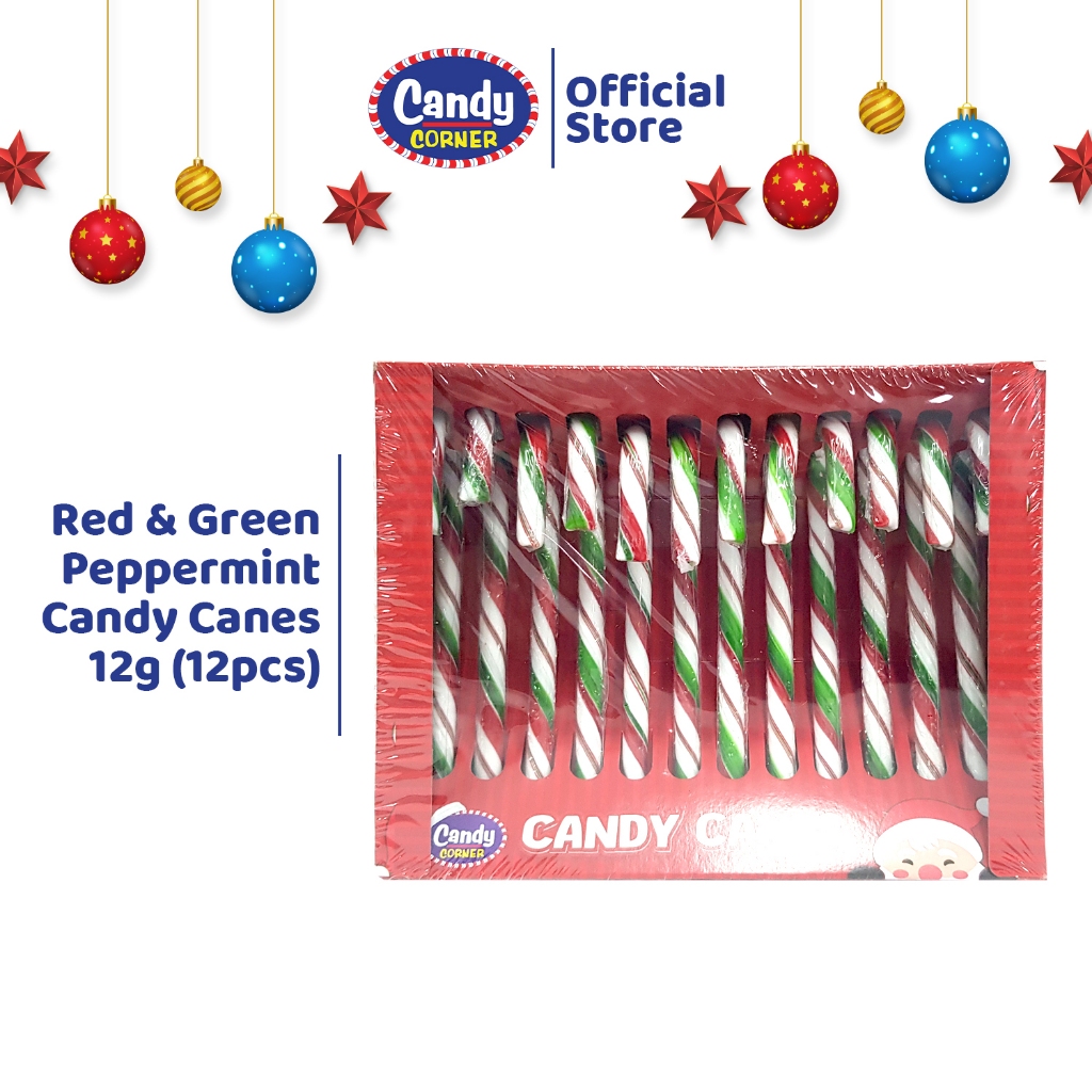 Candy Corner Red & Green Peppermint Christmas Candy Canes 144g (12 pcs set) | Shopee Malaysia