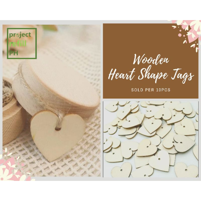 Wooden Heart Shape Tags with Hole (50pcs per set) | Shopee Malaysia