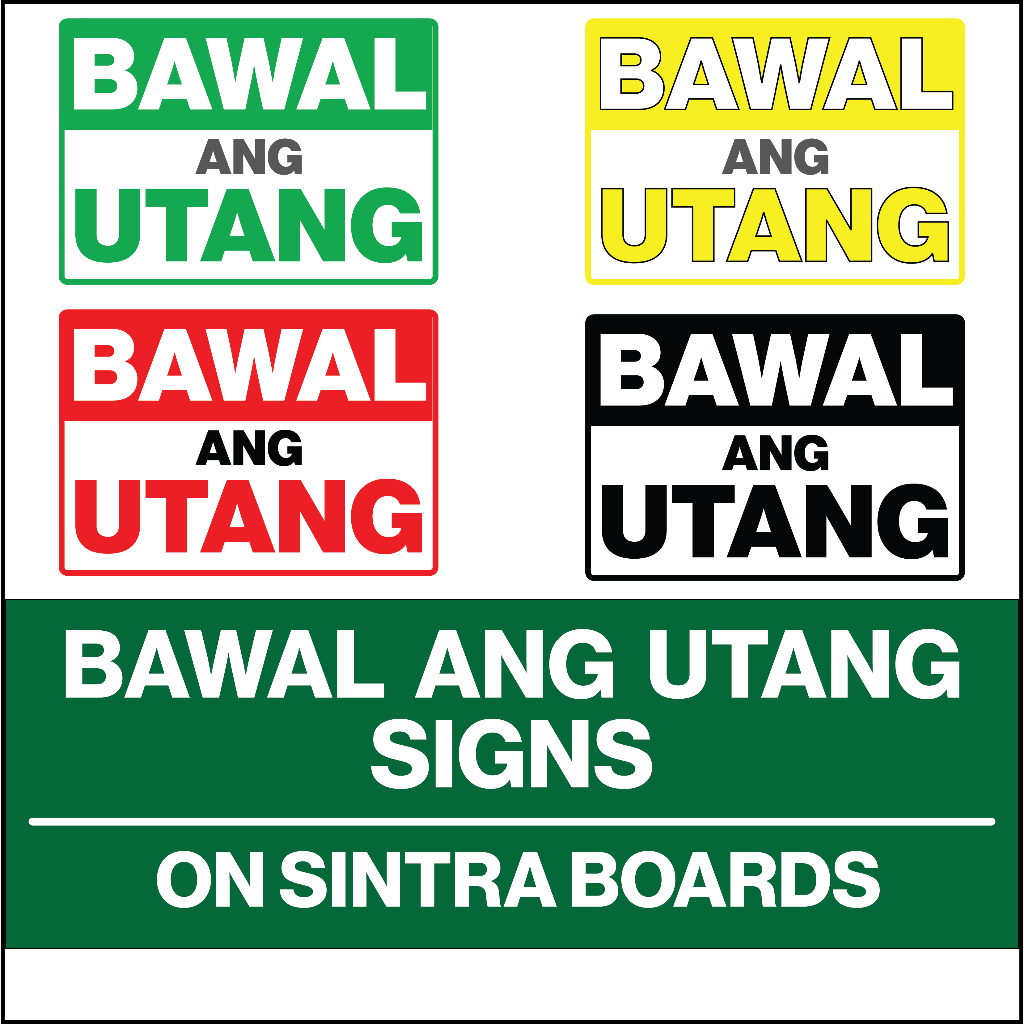 Bawal and Utang Signs for Sari Sari Store and Grocery Safety Signs For ...