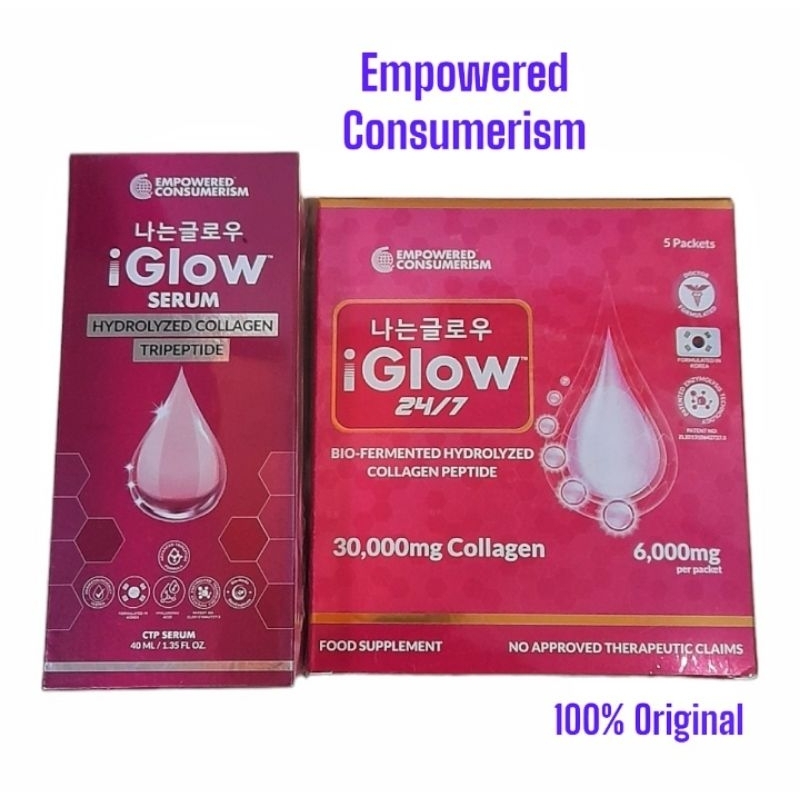Orignal iGlow 24/7 & Serum Hydrolyzed Collagen tripeptide (40 ml ...