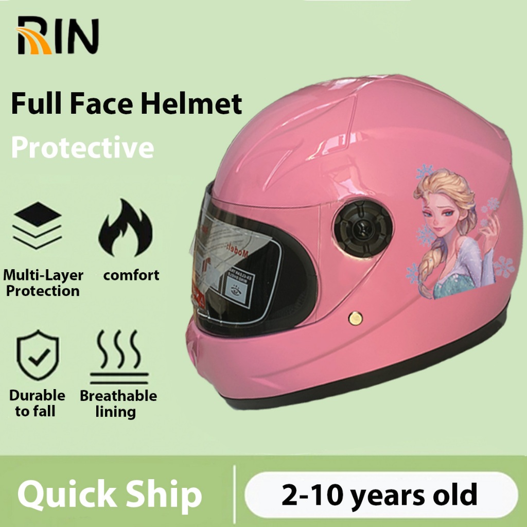 Motorcycle Full Face Helmet for Kids Girls Boys 2-10 years old Safety ...