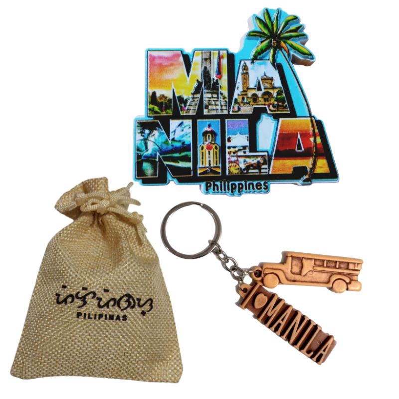 Manila Souvenir Ref Magnet + Keychain with Abaca Pouch | Shopee Malaysia