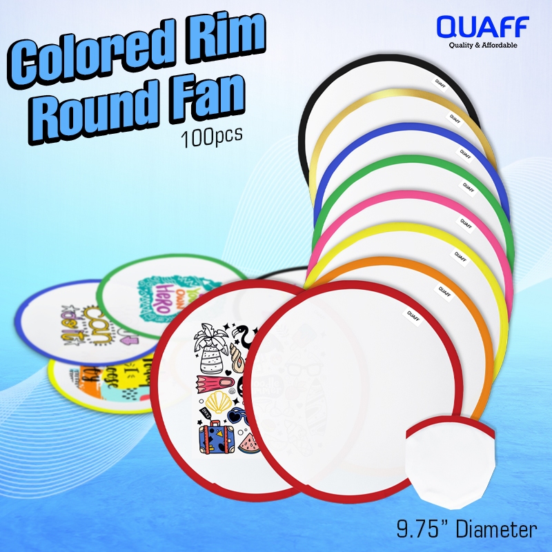 Quaff Blank Printable Foldable Round Fan White Rim Hand 100 Pcs ...