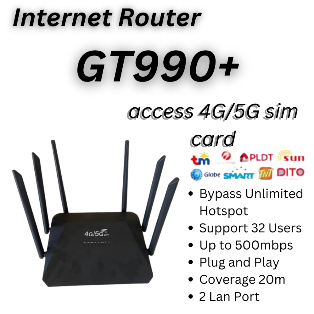 Internet Router GT990+ TURBO WiFi Router Modem 6ANTENNA access ALL Sim ...