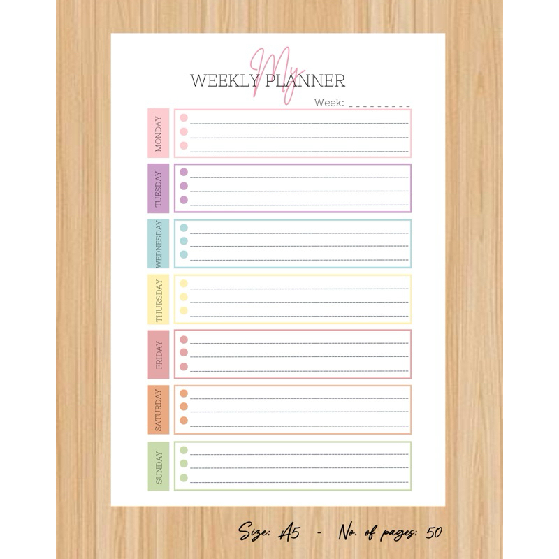 My Weekly Planner ( 7 days) | Shopee Malaysia