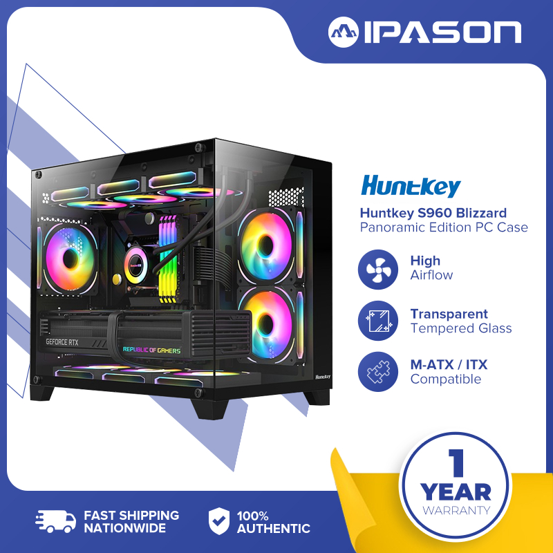 Ipason Huntkey S960 Blizzard x Panoramic Edition PC Case (M-ATX / ITX ...