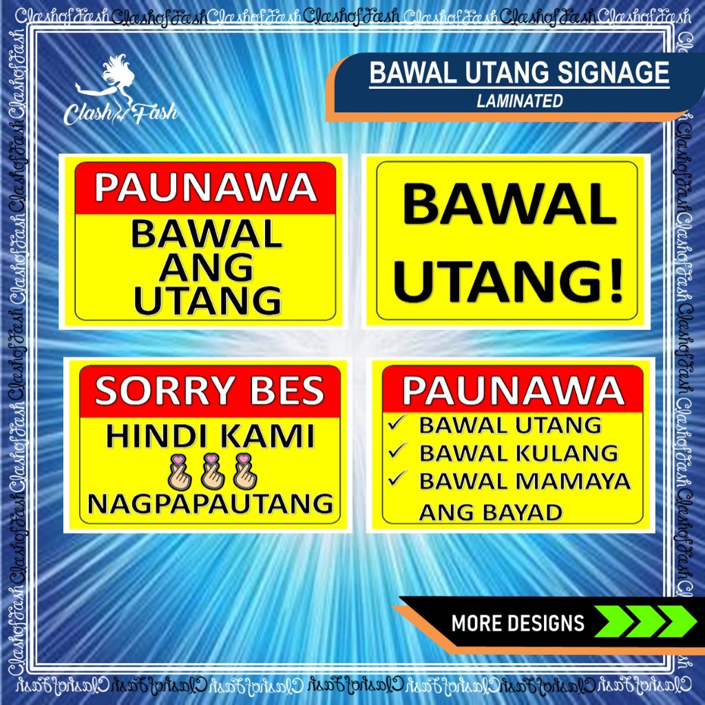 BAWAL UTANG Signage | Laminated Signage | A4 ( 8" X 11" inches ...