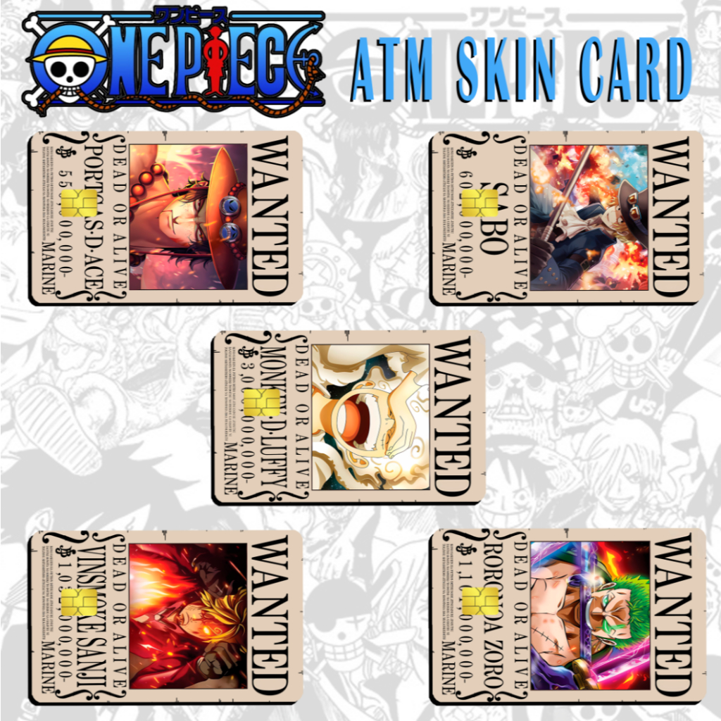 ONE PIECE wanted-ATM/CREDIT/DEBIT/BEEP SKIN CARD STICKER LAMINATED ANTI ...