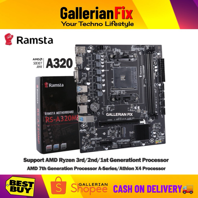 Ramsta A320M Motherboard AMD AM4 Socket A Series / Athlon Series ...