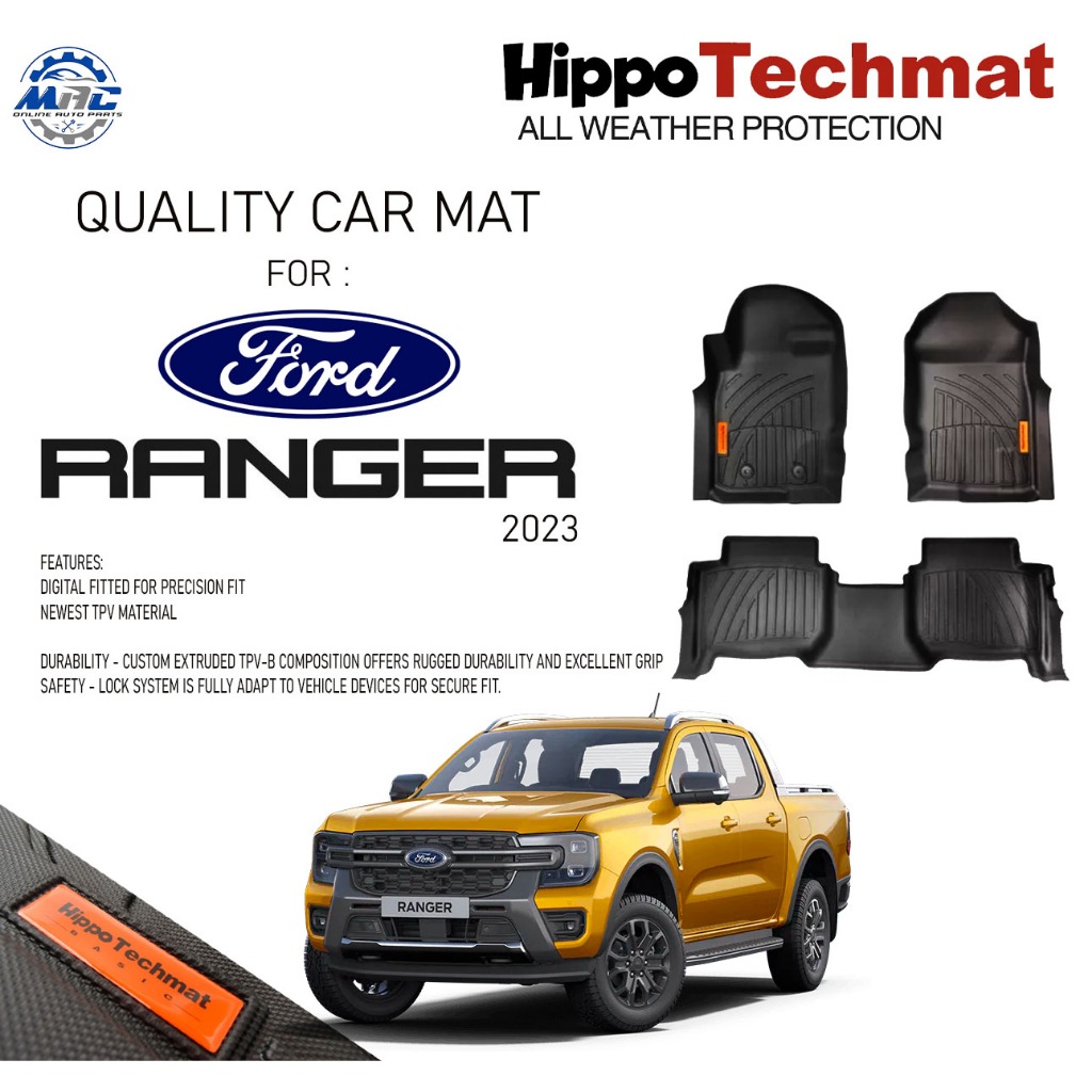 HIPPO TECHMAT for Ford Ranger Wildtrak / Raptor 2023-2024 Deep Dish ...