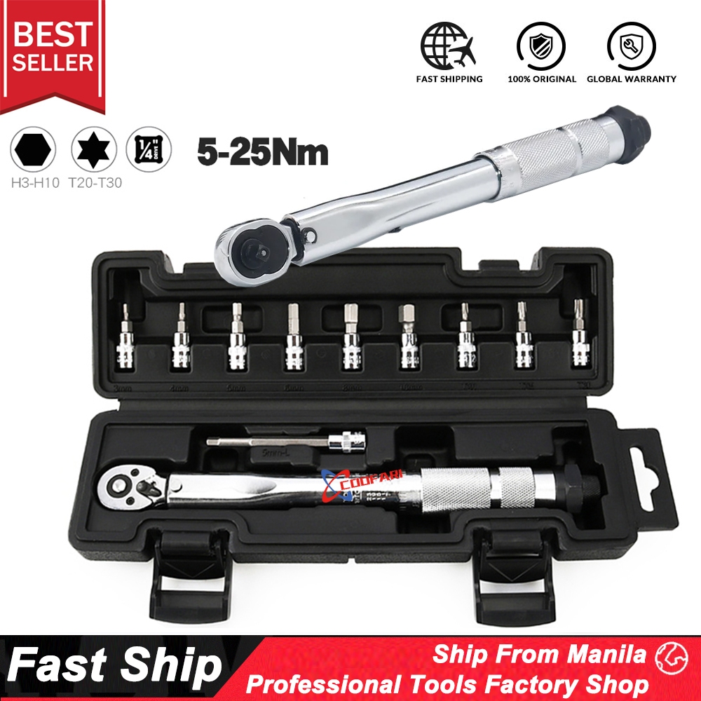 1/4" DR 5-25Nm Bike Torque Wrench Set With Hex and Bit Fixing Tool ...