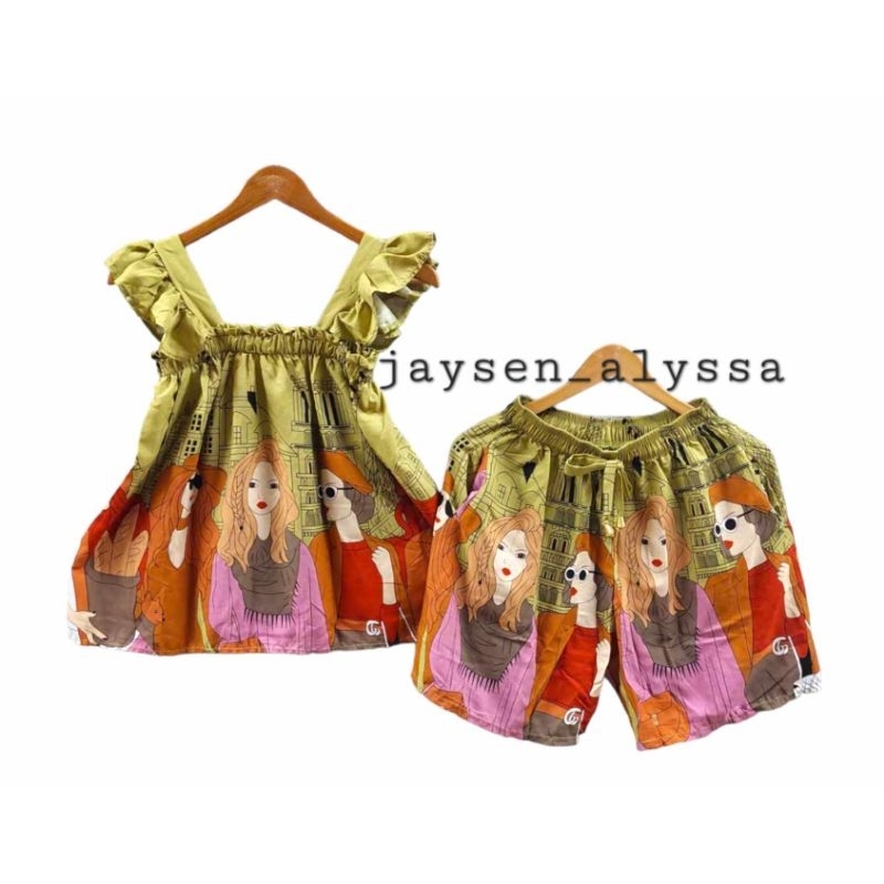 FREESIZE terno short Faceprint/chalese cotton/random design | Shopee ...