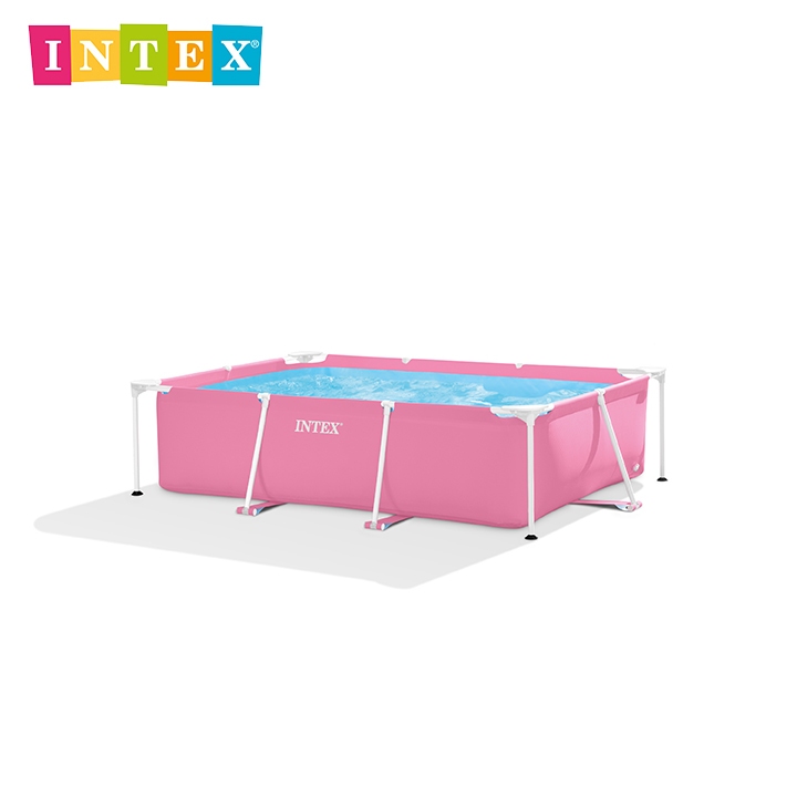 INTEX 28266 Pink Rectangular Frame Pool (2.2m x 1.5m x 0.6m), Ages 6 ...